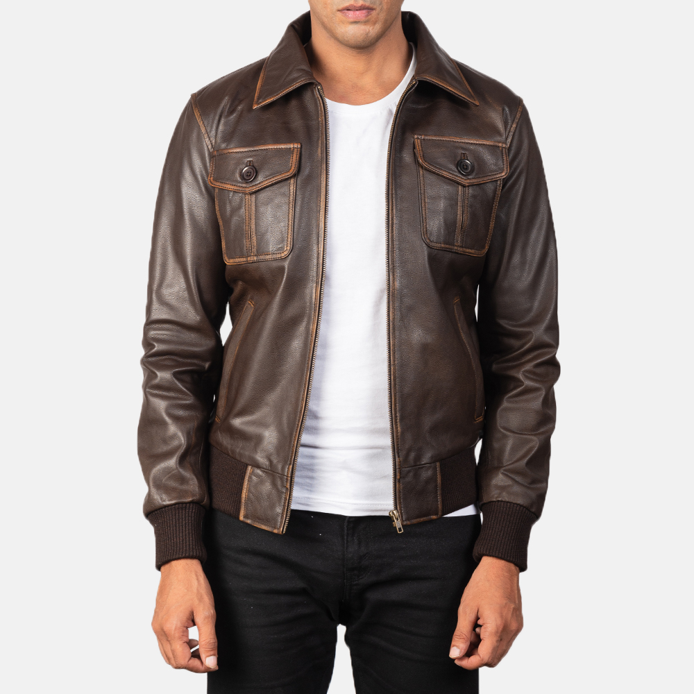 Aaron Brown Leather Bomber Jacket – Timeless Style for the Modern Man ...