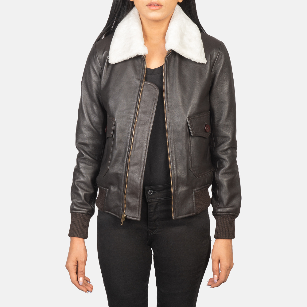 Stella G-1 Brown Leather Bomber Jacket - Glovoora